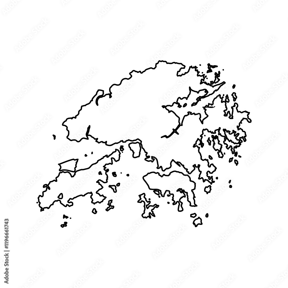 Hand drawn map of Hong Kong back school background. Vector Illustration ...