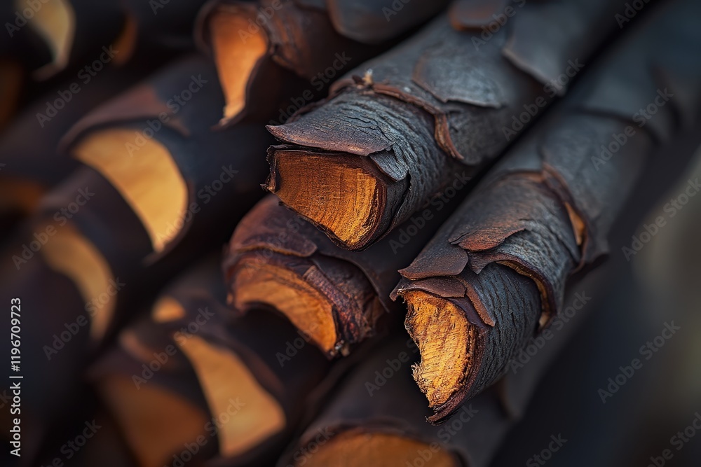 Foto de Stock Bark, natural texture of tree logs with peeling layers in ...