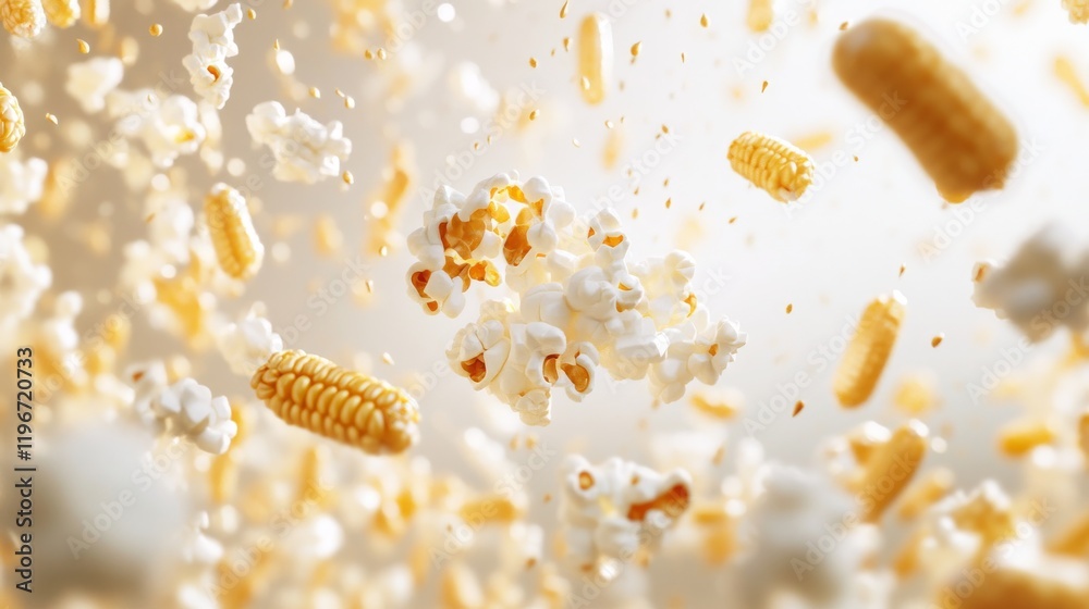 ultra detailed popcorn varieties, popped and unpopped stages, creamy ...