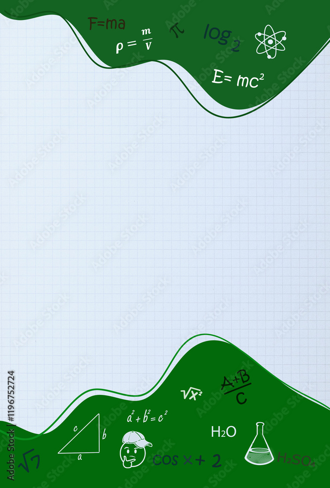 Vertical school education background template with abstract form teal ...