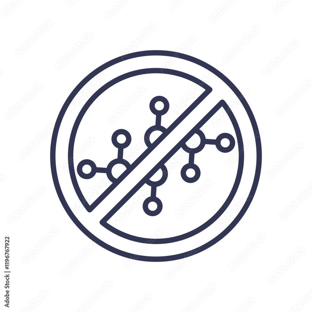Symbol of a chemical structure crossed out, representing the concept of ...