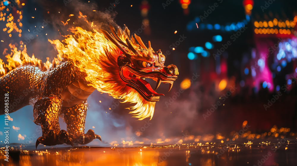 Tai Hang Fire Dragon Dance background for banner, big fire dragon on ...