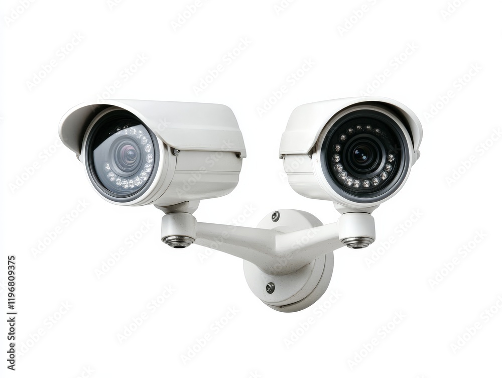 Dual security cameras with sleek design monitoring outdoor spaces ...