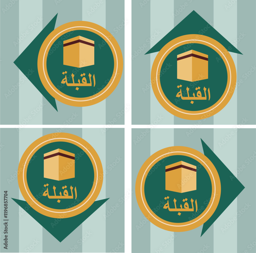 Vector de Stock Qibla Direction Icon Set, Editable and Scalable Vector ...