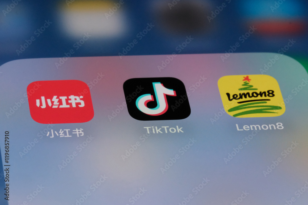 Shanghai,China-Jan.15th 2025: Xiaohongshu (RedNote), TikTok and Lemon8 ...