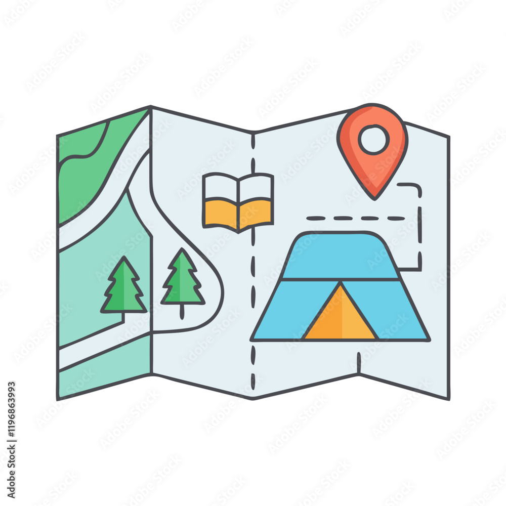 campground map vector icon, campground map vector illustration -simple ...