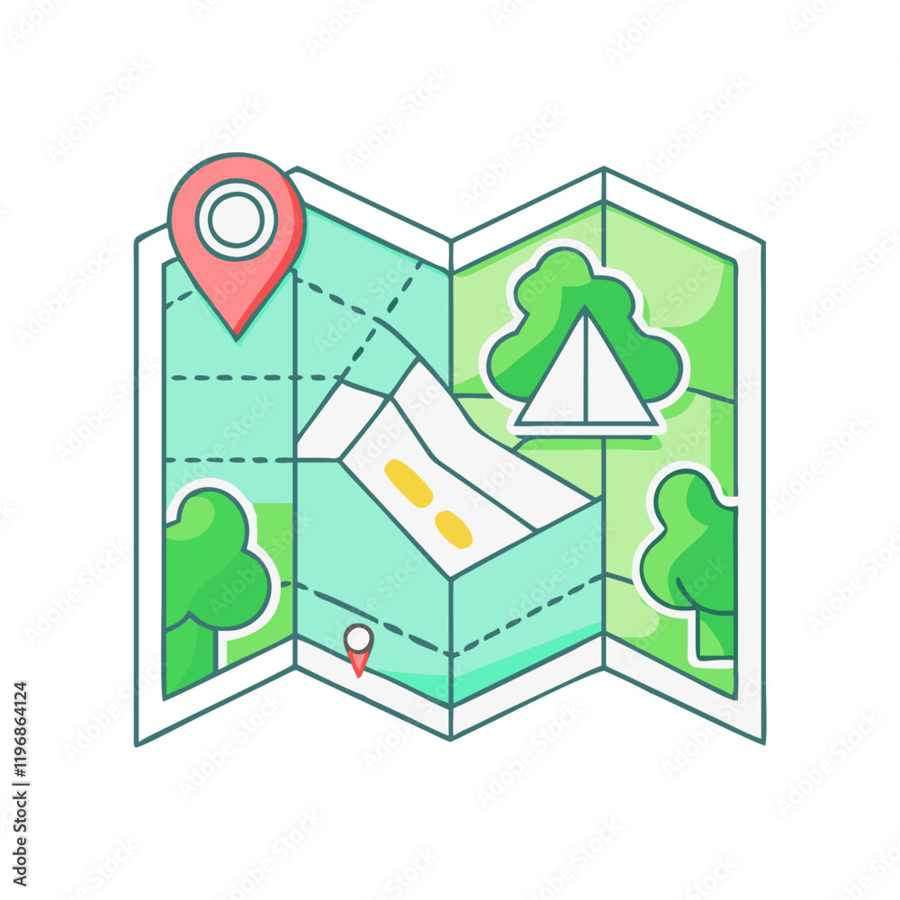 campground map vector icon, campground map vector illustration -simple ...