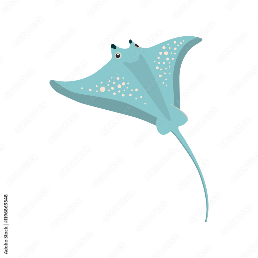 Cartoon stingray animal. Isolated on a white background. Vector ...