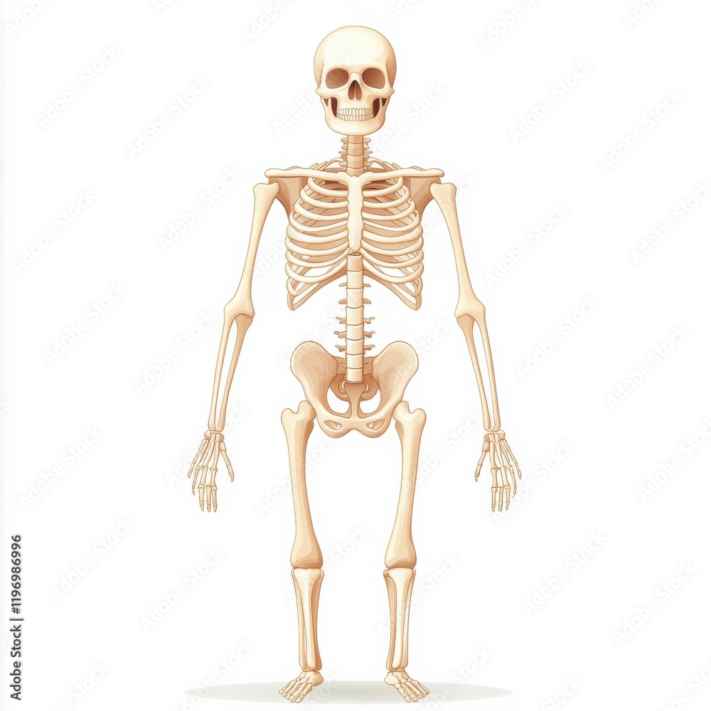 Realistic Human Skeleton Diagram for Educational Purposes in Medicine ...