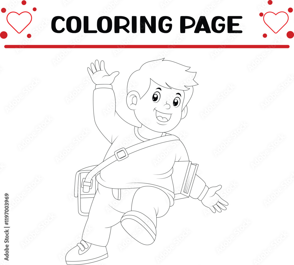 cute diverse college student coloring page for kids Stock Vector ...