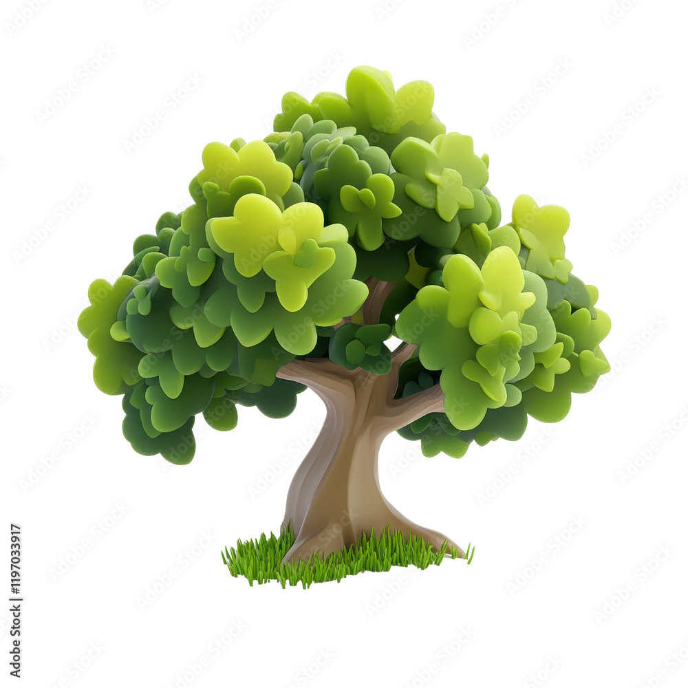 Cartoon Tree: A charming cartoon illustration of a tree with a vibrant ...