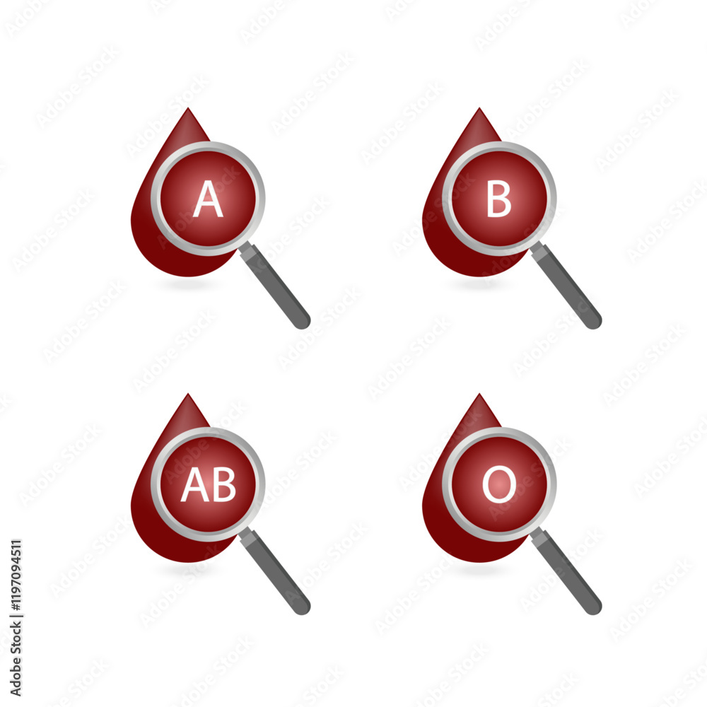 ABO Blood groups. four blood types, A,B, AB and O groups, made up from ...