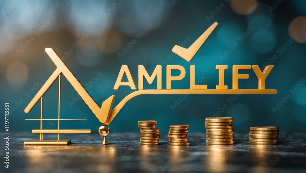 AMPLIFY text title in center and checkmark worth price scale path sum ...