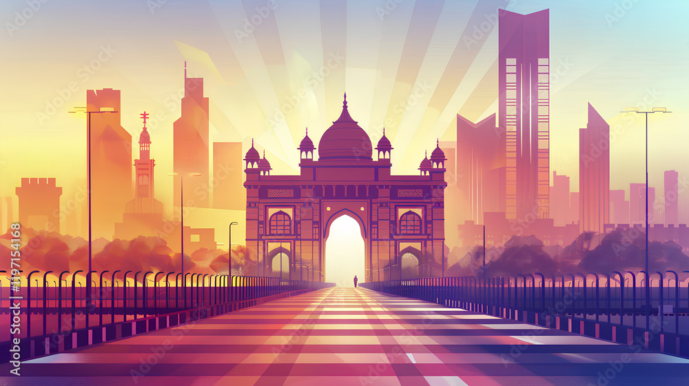 gradient background with the iconic Bandra-Worli Sea Link in Mumbai ...