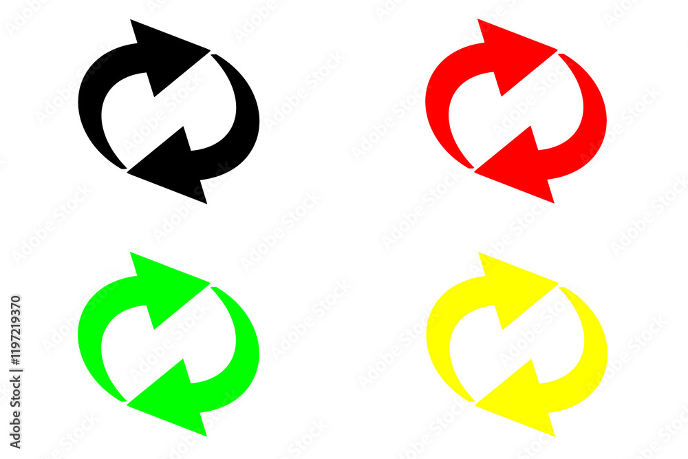 Illustration of a rotating arrow icon with various color choices ...