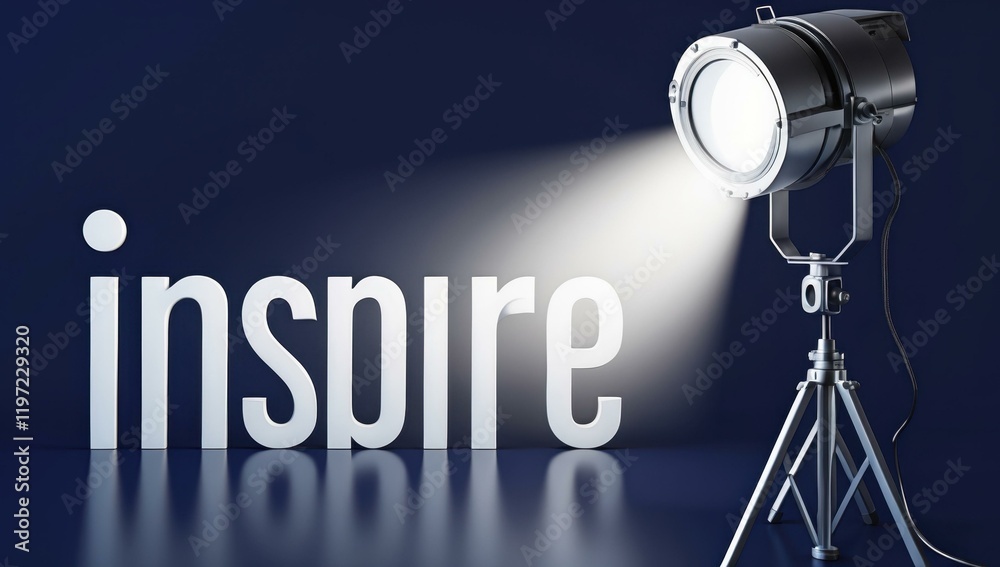 INSPIRE text title in center and spotlight aim concentrate direct ...