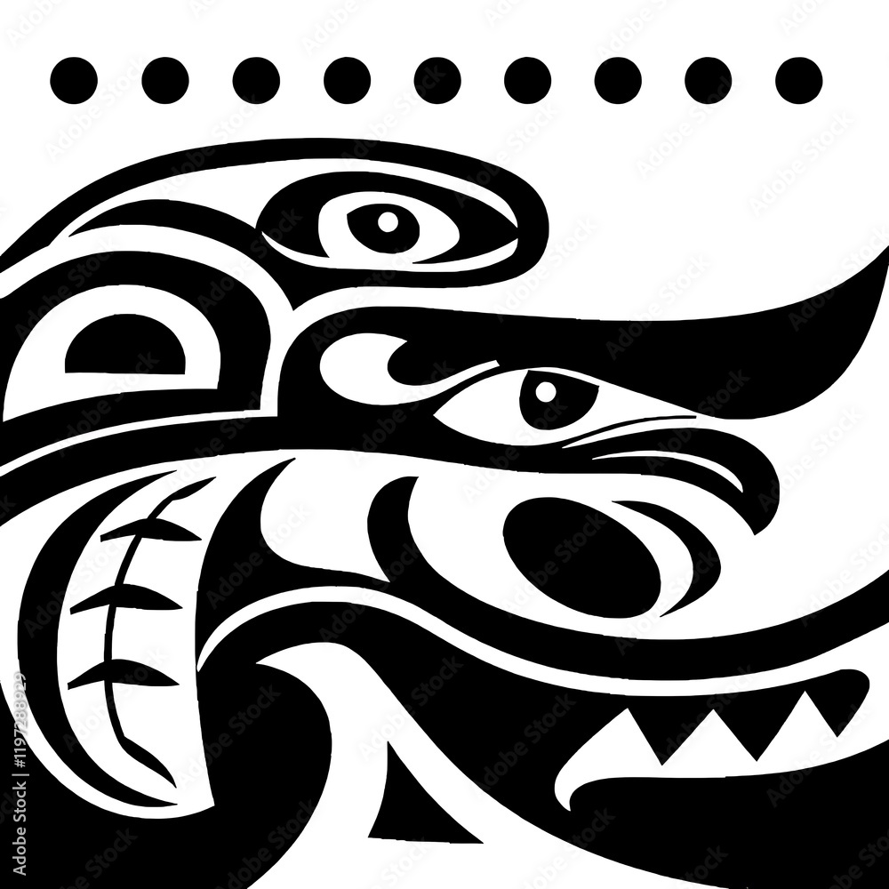 ภาพประกอบ Stock Northwest Coast Tribal Art: A striking black and white ...