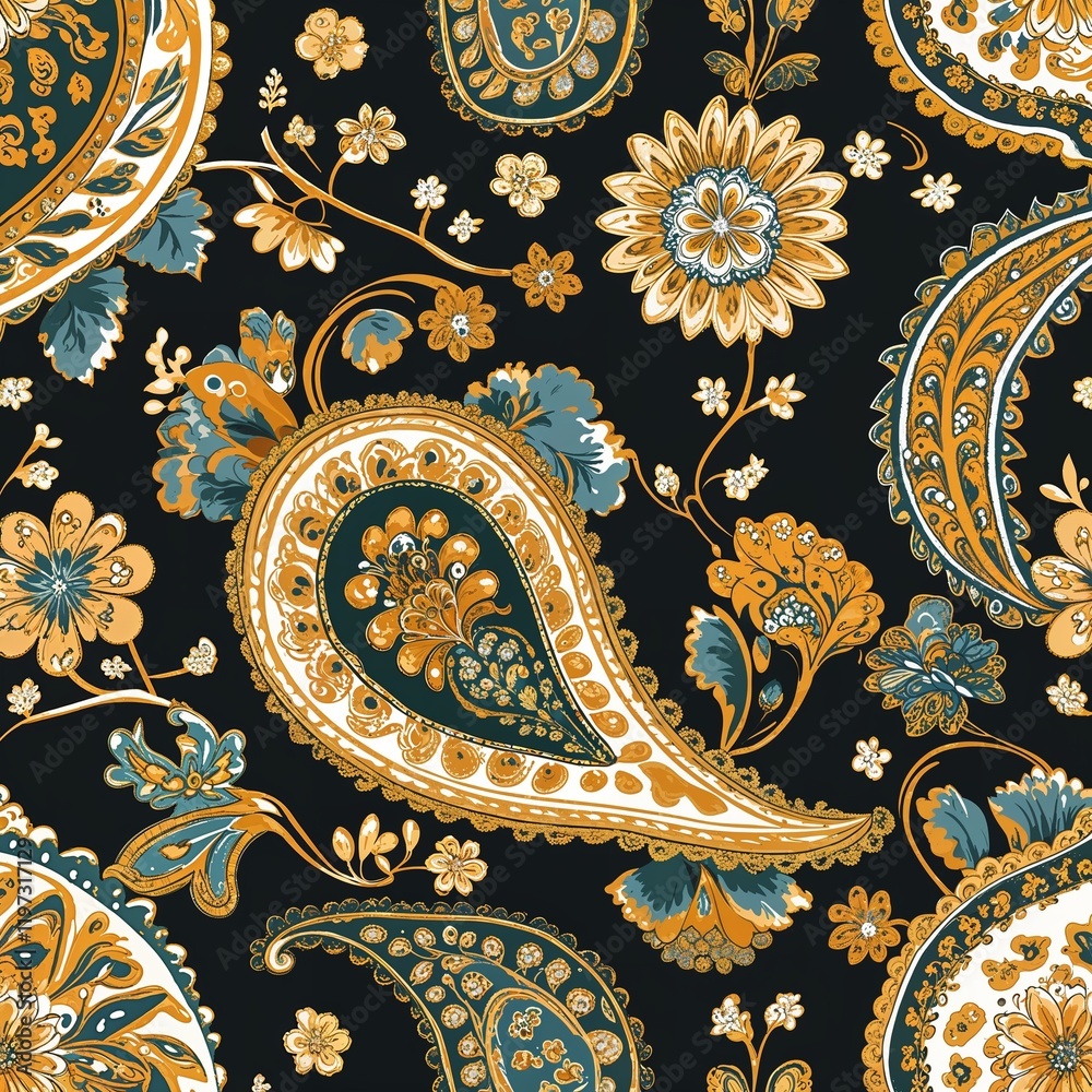 Subtle gold paisley border in gold paisley border frame pattern ...