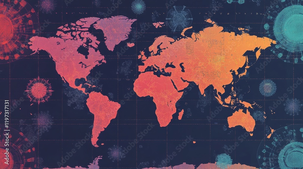 World Map Overlay with Vaccination Rates and COVID-19 Visualization ...
