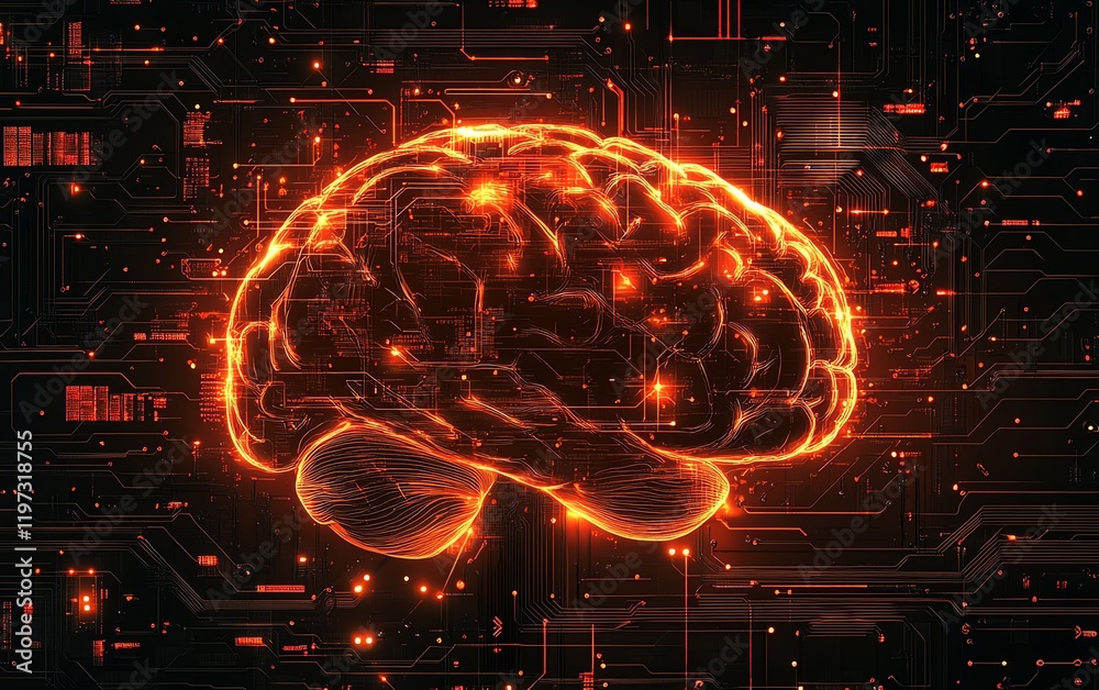 Ilustração Advanced artificial intelligence represented by an ...