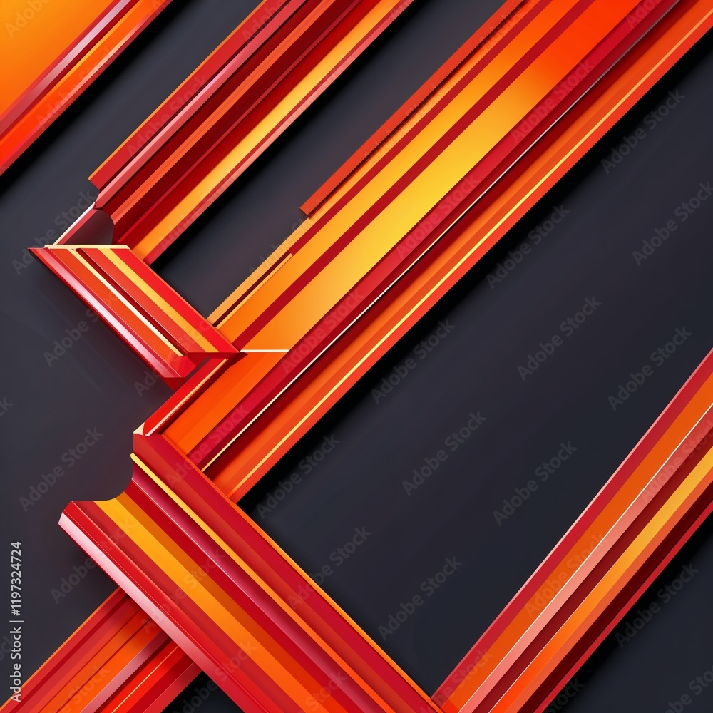 Bold orange and red diagonal stripes framing the edges for a vibrant ...