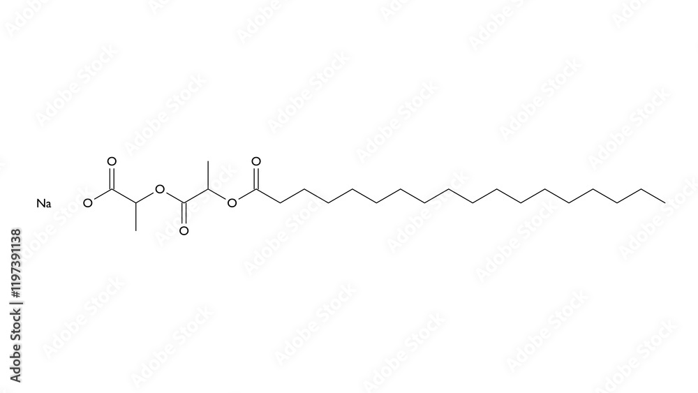 sodium stearoyl lactylate molecule, structural chemical formula, ball ...