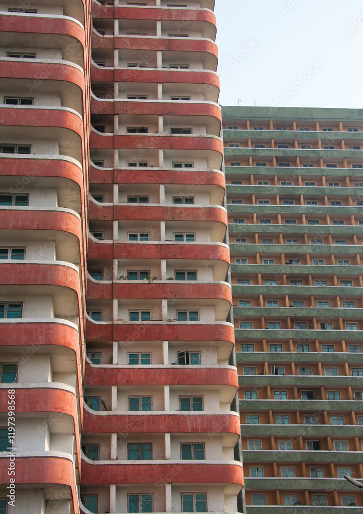 Detail of an Apartments building, Pyongan Province, Pyongyang, North ...