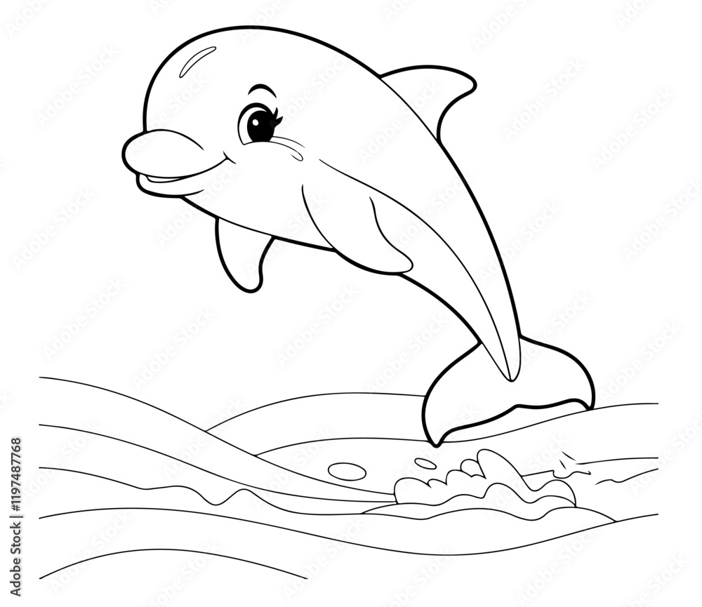 cartoon dolphin, cute dolphin drawing, dolphin coloring page, kids ...