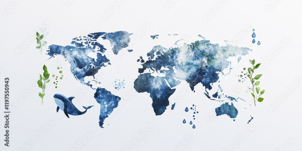 world wildlife conservation, background world map with endangered ...