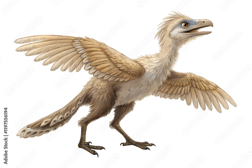 Archaeopteryx: A detailed illustration depicting the extinct bird-like dinosaur Microraptor ...