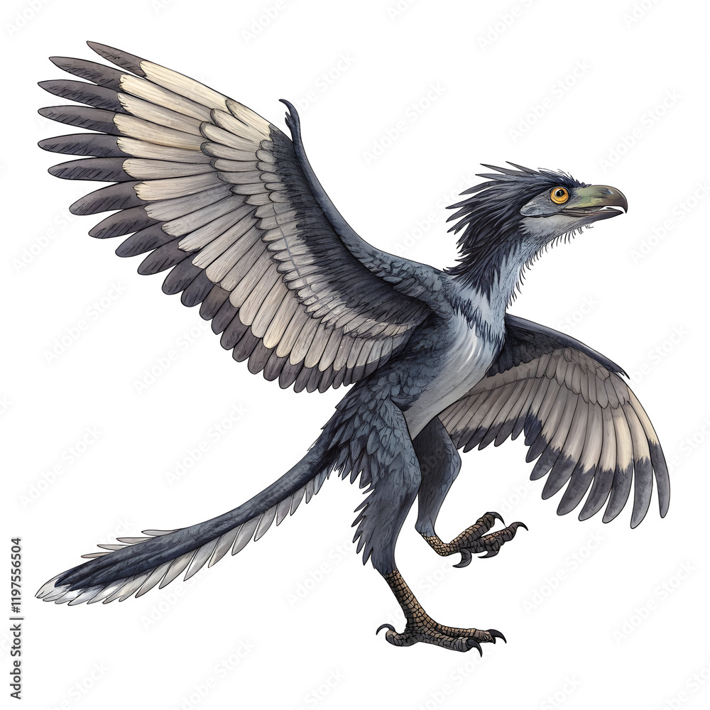 Ilustración de Stock Microraptor in Flight: A detailed illustration of ...
