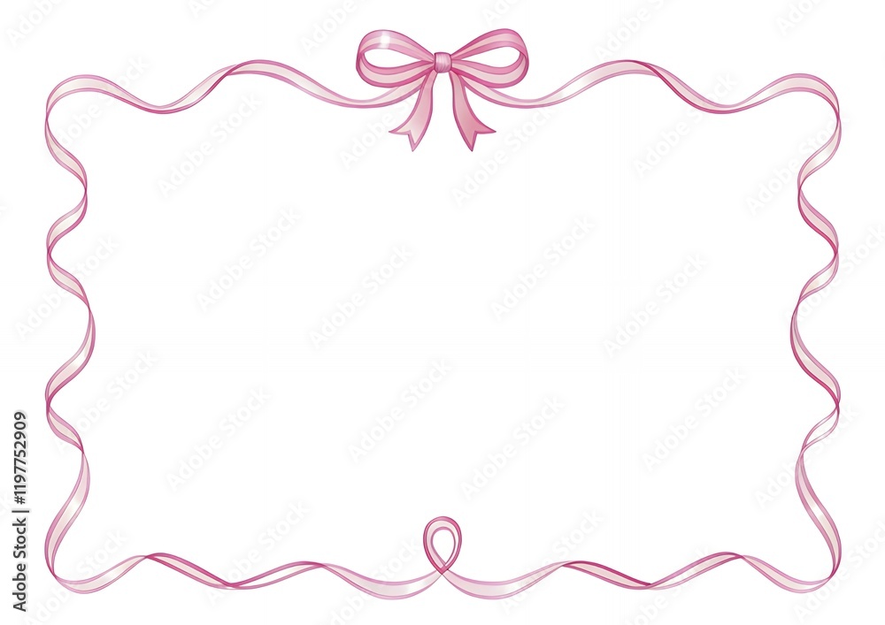 Pink Ribbon Bow Frame Border Elegant Design Wedding Invitation Gift ...