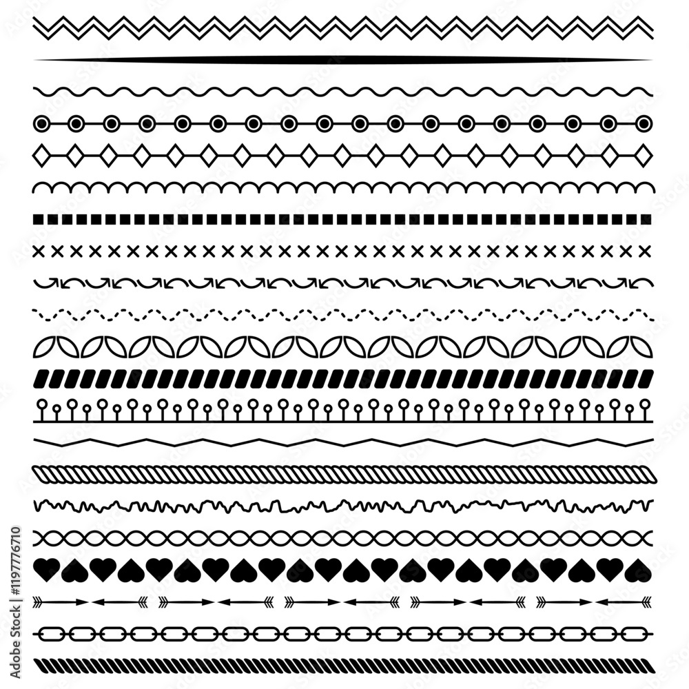 Set of Line Borders Vector Illustration. This vector features a diverse ...