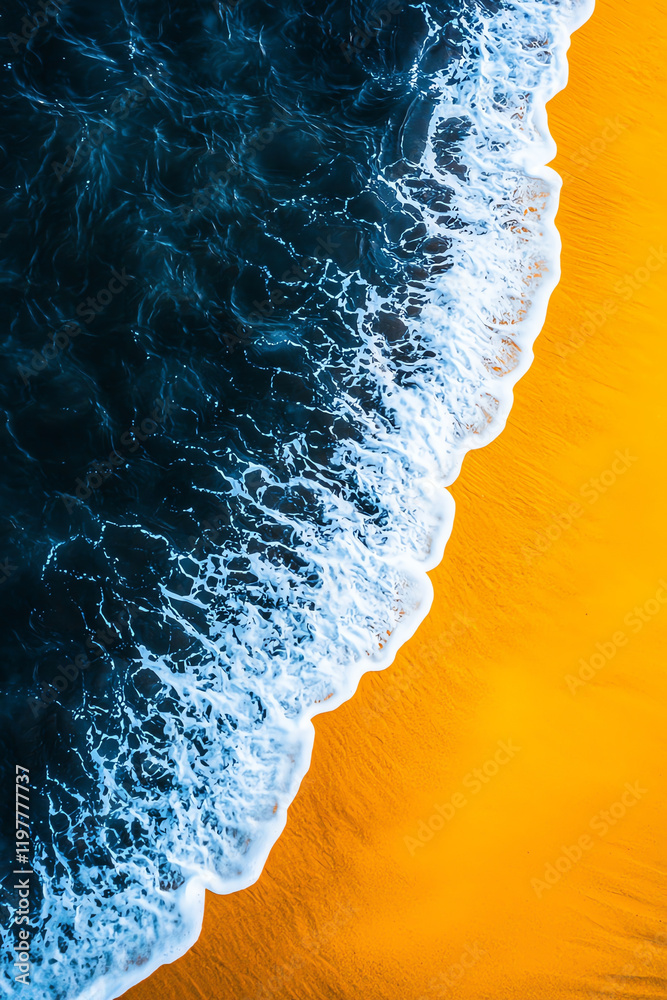 An aerial view captures the stunning contrast between deep blue ocean ...