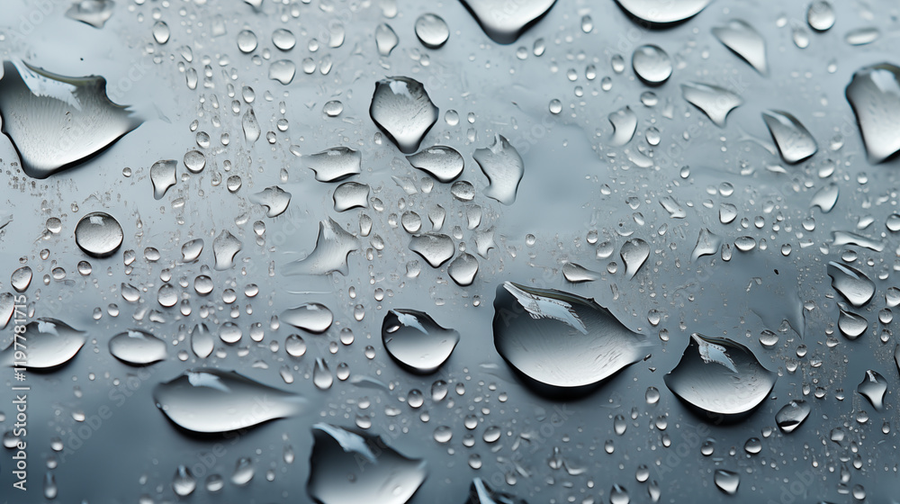 Rain transparent drops flow down the glass.Realistic wet condensation ...