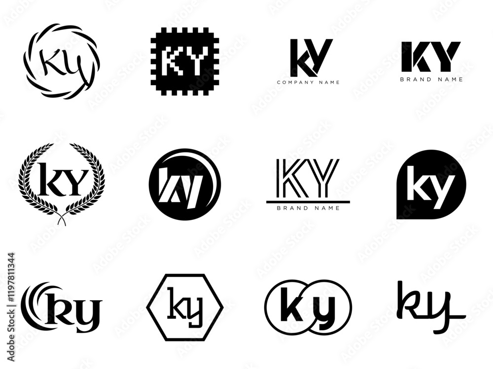 KY logo company template. Letter k and y logotype. Set different ...