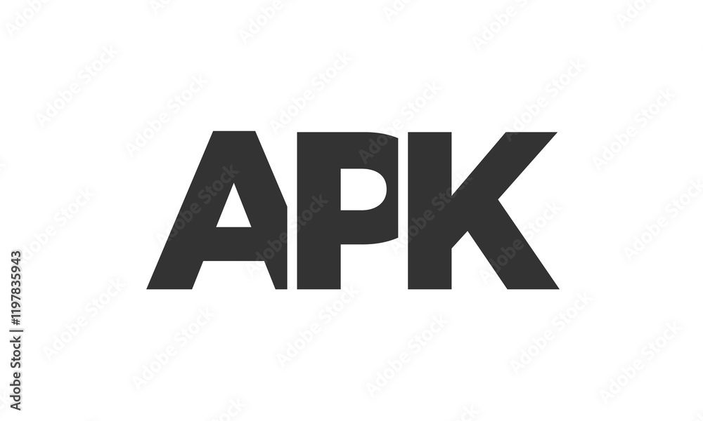 APK logo design template with strong and modern bold text. Initial ...