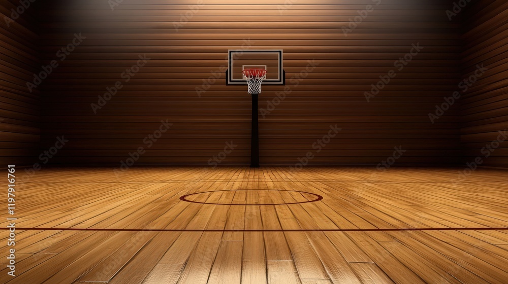 Basketball court side view mockup ideal for teamwork discussions. Stock ...