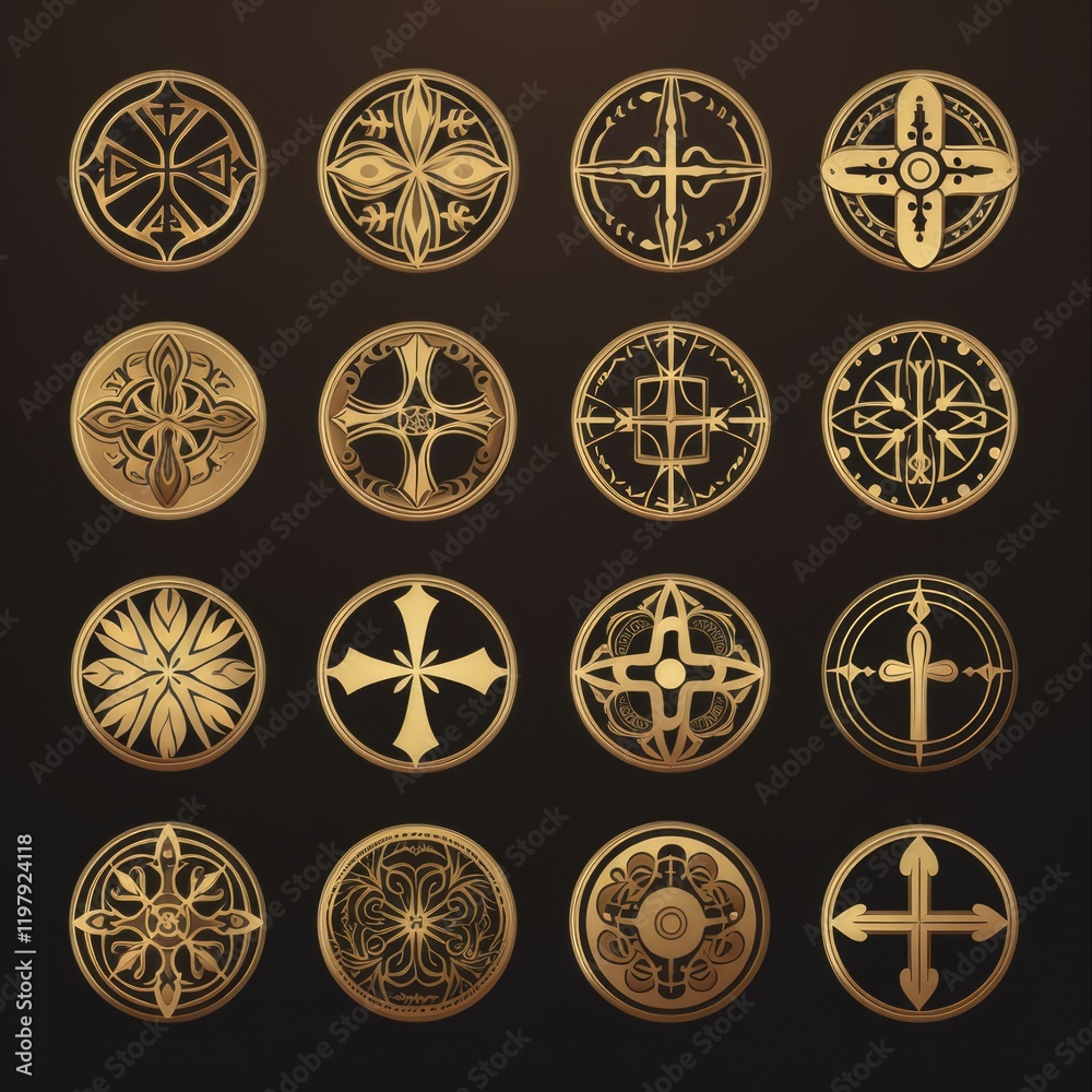 Christian Symbols: Illuminated Cross of Jesus Christ and Religious ...