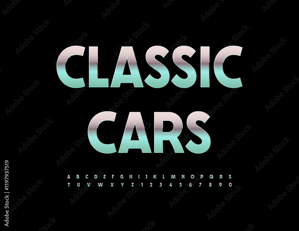 Vector luxury sign Classic Cars with elegant metallic Font. Reflective ...