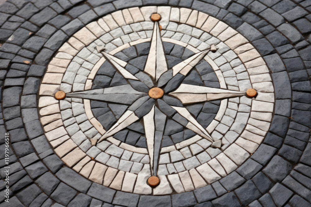 Fragmented Compass Points: North, South, East, and West. Decorative ...