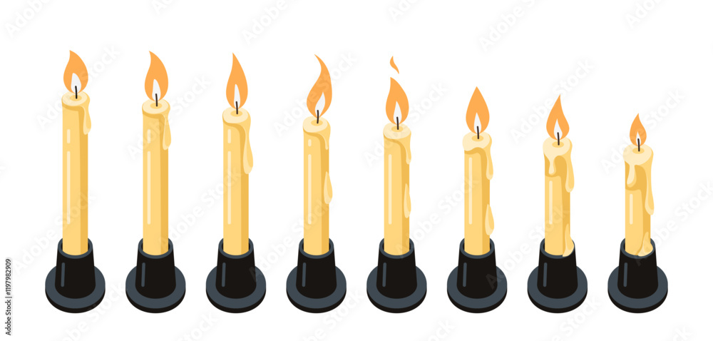 Candle flame for animation. Vector fire burning. Animated candlelight ...
