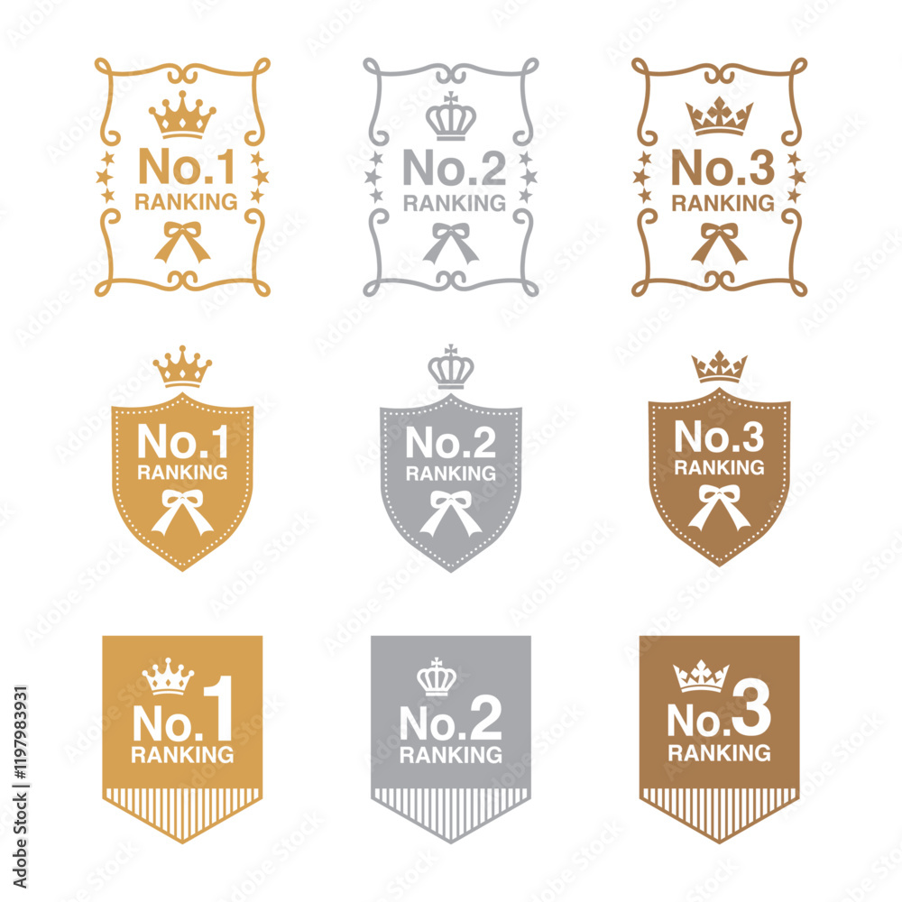 Gold, Silver, Bronze Awards: Rankings, Medals, Ribbons, Crown Text ...