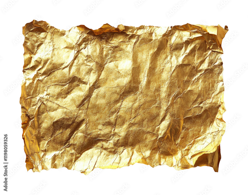 Crumpled gold paper texture on high fidelity minimalist style close-up ...