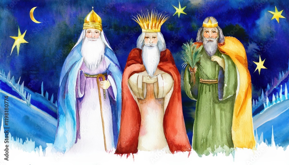 The Magis Arrival A Glimpse of Epiphany at Nightfall, Depicting the ...