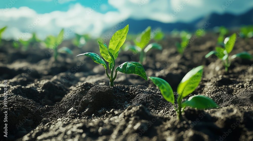 Climate change cycle depicted as dry land transforming into fertile ...