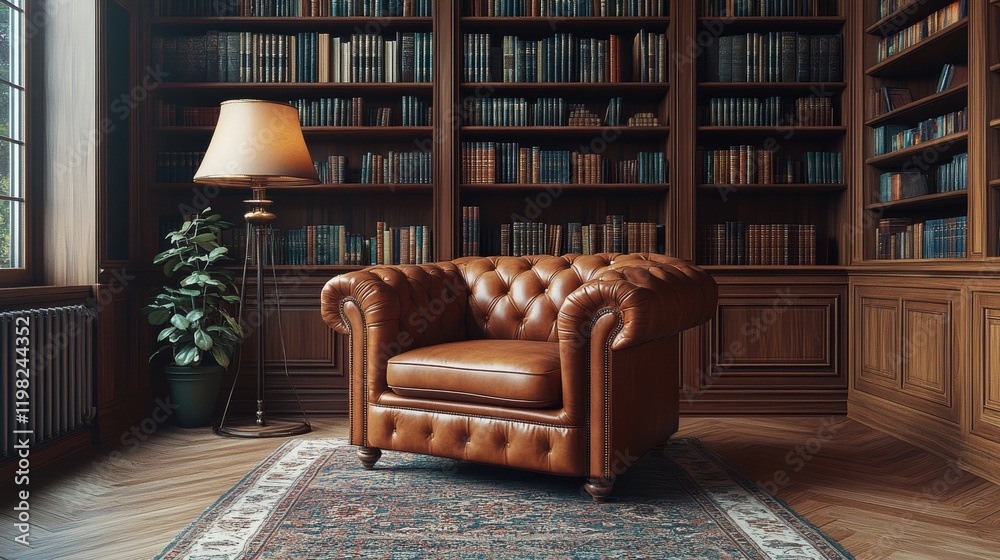 [study room with oldfashioned wooden chair and leather upholstery] Cozy ...