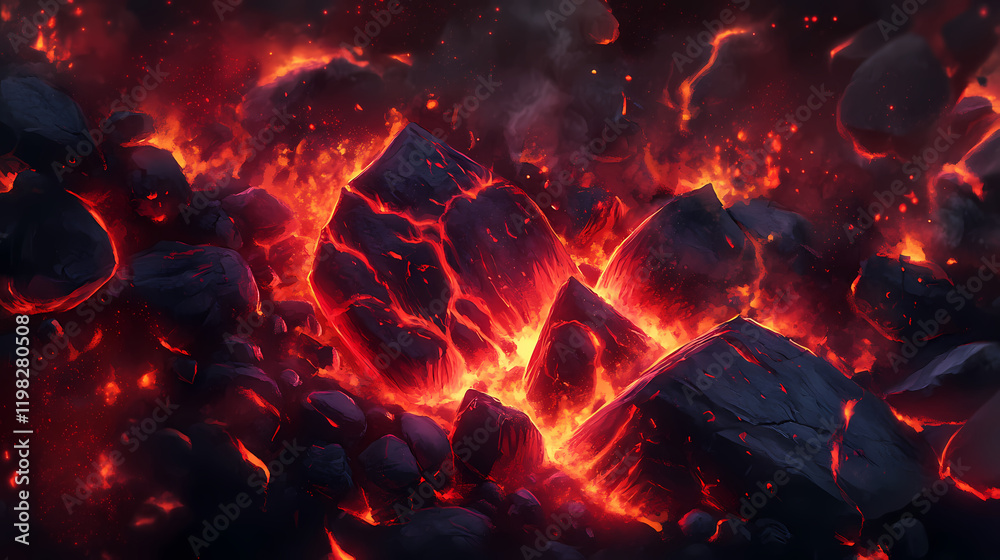 Image of glowing red hot coals in a burning fire. Sunpetal ...