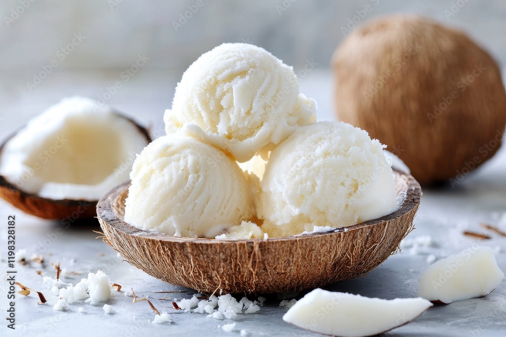 Japanese frozen rice cake with coconut ice cream Stock Photo | Adobe Stock