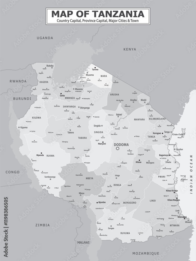 African Countries Geography Political map. Political map of country ...